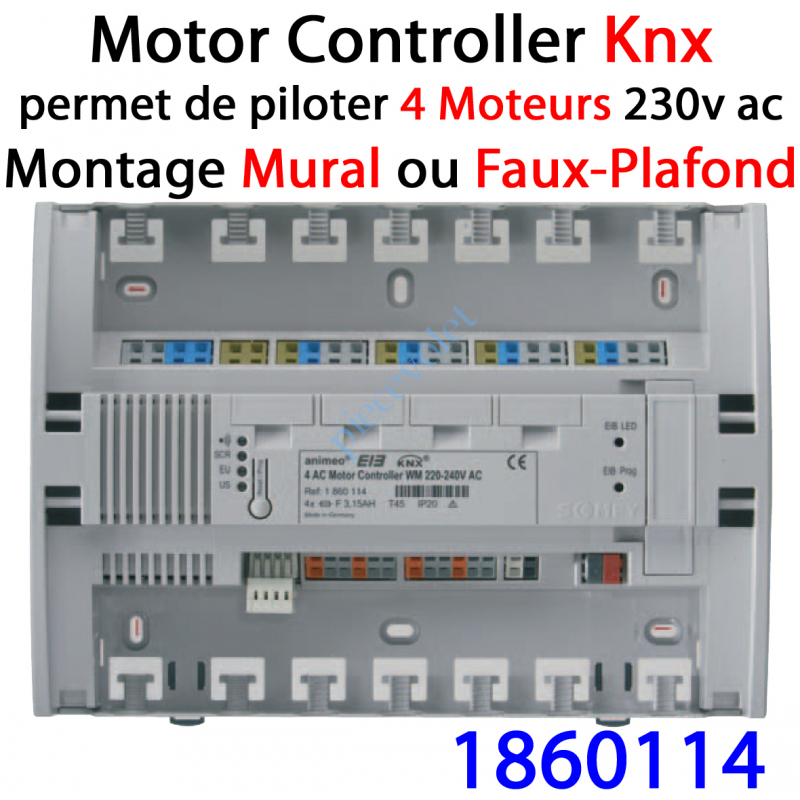 Somfy 1860114 Motor Controller 4AC Bus EIB Knx & IB+ 230 VAC Modèle WM (Montage en Faux-Plafond)