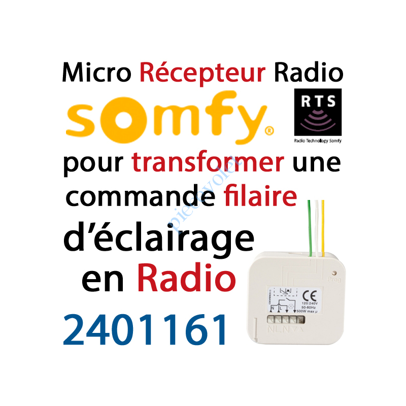 Somfy 2401161 Micro Récepteur éclairage intérieur Rts Puissance Maxi 500 w
