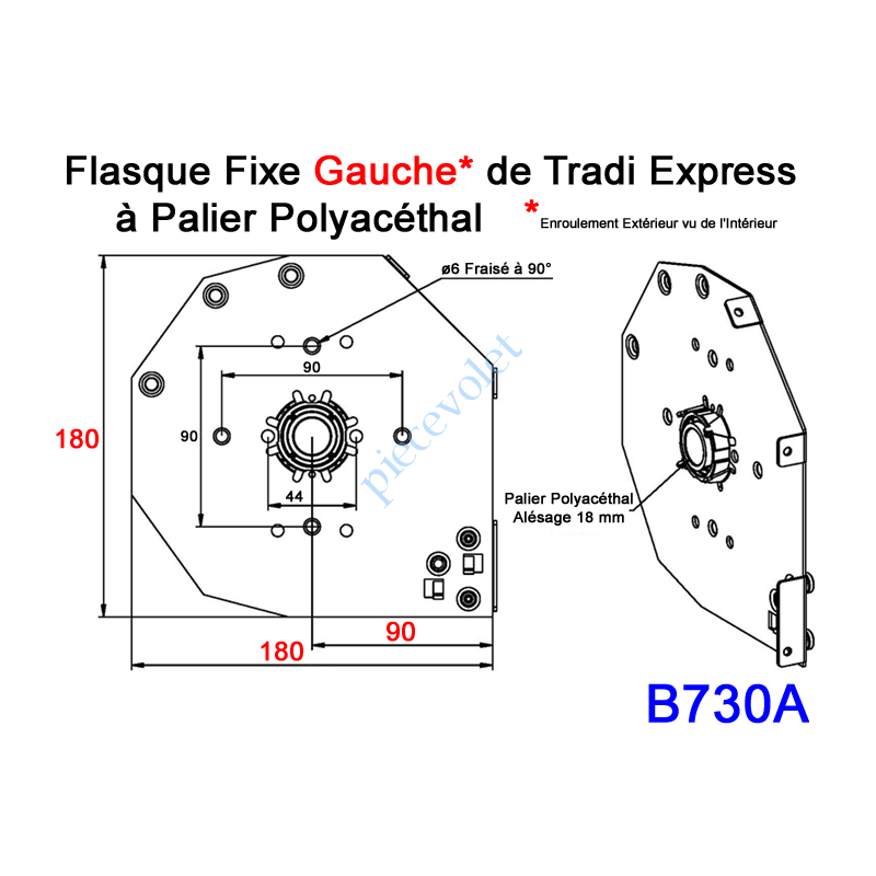 Zurflüh Feller B730A Flasque Fixe Tradi-Express à Palier en Polyacéthal ...