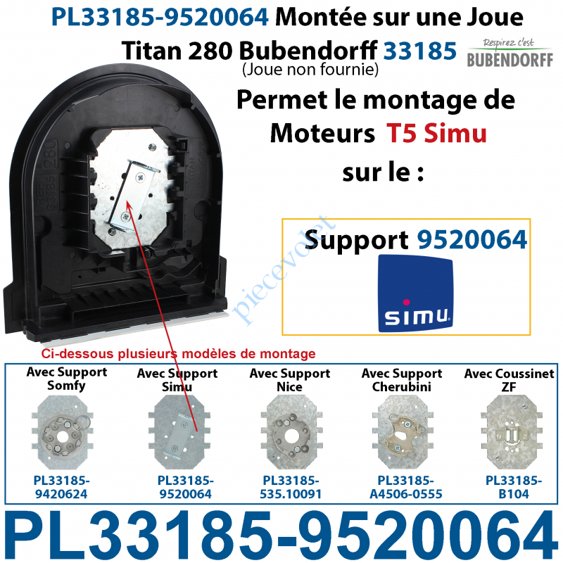 Smpf PL33185-9520064 Plaque Interface pour Joue Titan 28 Bubendorff Réf ...