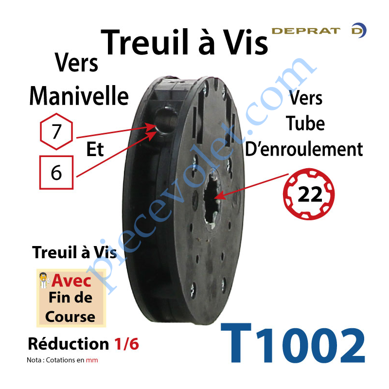 Deprat Jean T1002 Treuil à Vis 1/6 Capacité 25 Kg Avec Fdc Crabot Deprat Sortie Hexa 7